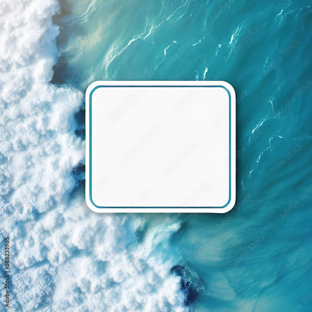 blank label - summer - on top view sea background with Generative AI ...