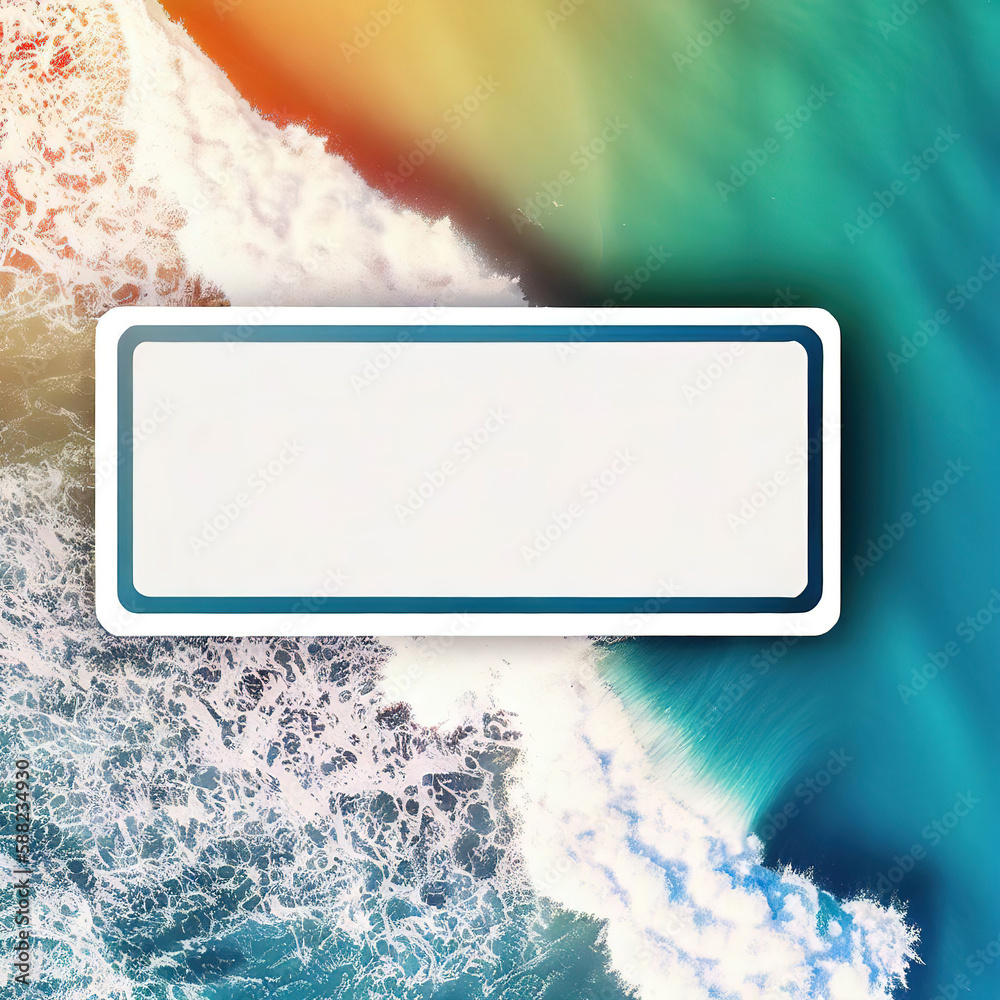blank label - summer - on top view sea background with Generative AI ...