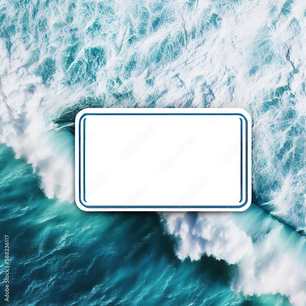 blank label - summer - on top view sea background with Generative AI ...