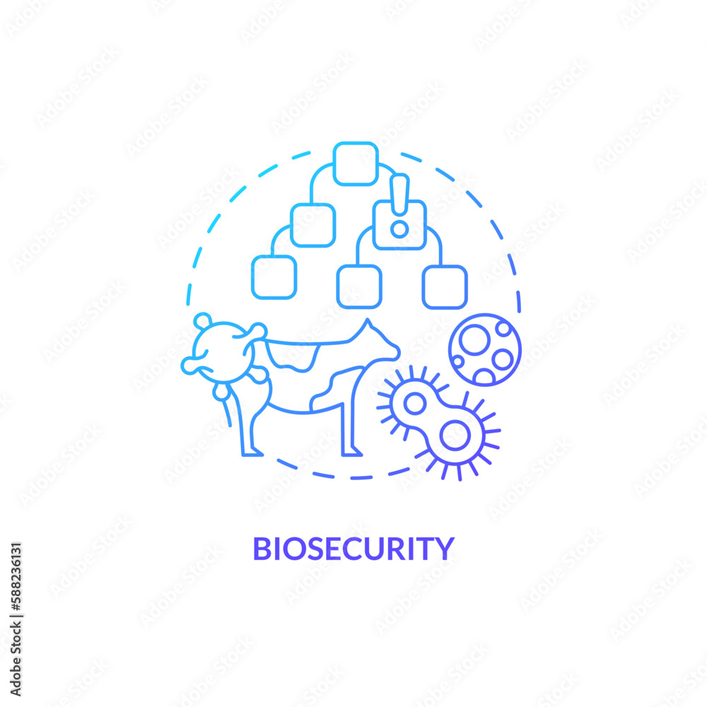 Biosecurity blue gradient concept icon. Hazard danger prevention ...