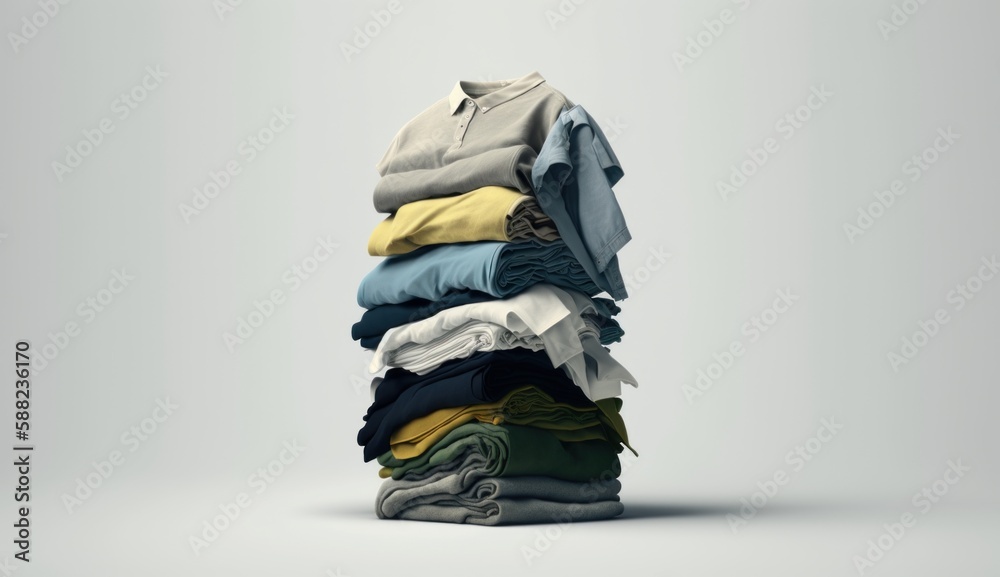 Stack of clothes. A family laundry pile. Generative AI Stock ...