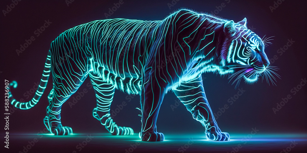 3d Neon Tiger