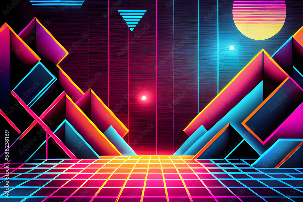 Retro 80s style abstract background. Retro Sci-Fi background. AI ...
