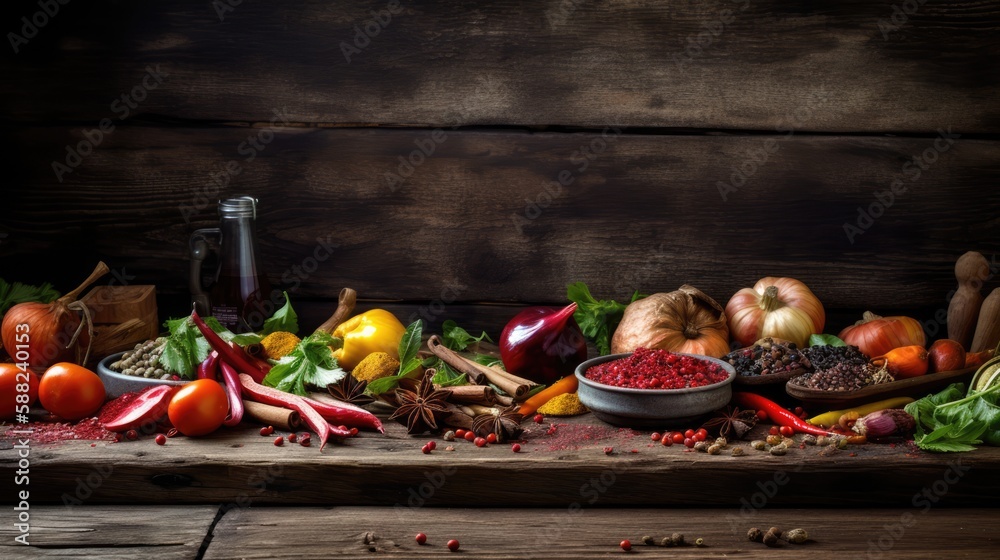 Table of Flavors: Food-Themed Background Featuring Fresh Vegetables ...