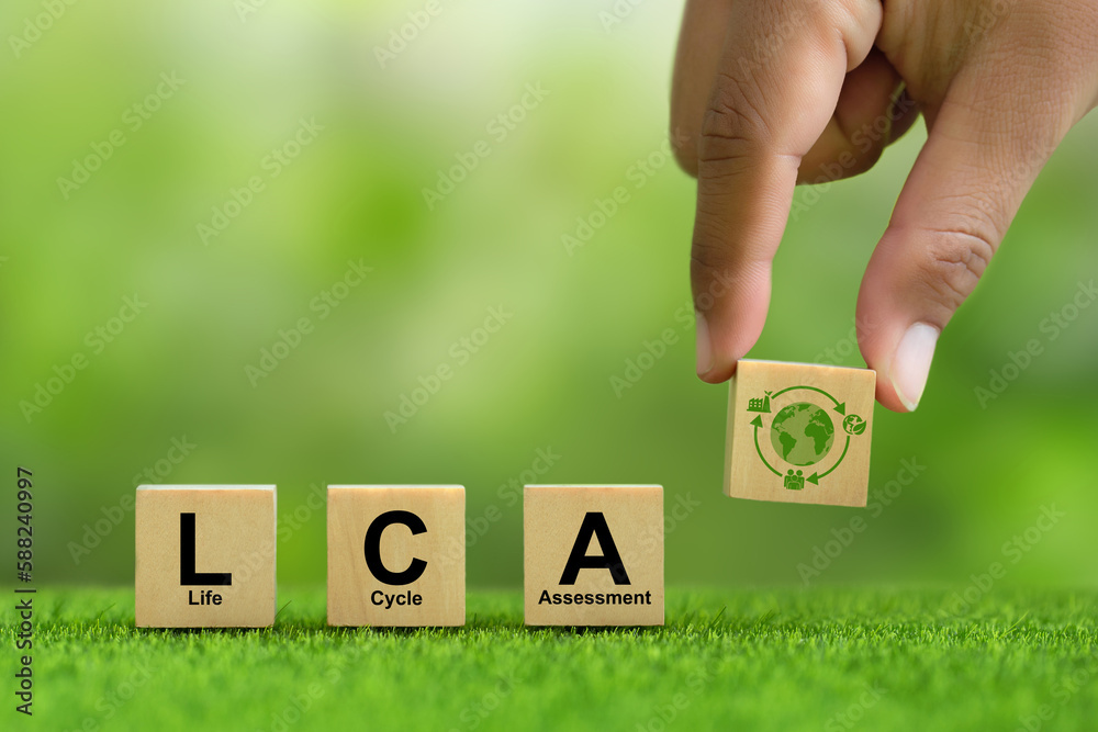 Growing sustainability. LCA-Life cycle assessment concept. hand holding ...