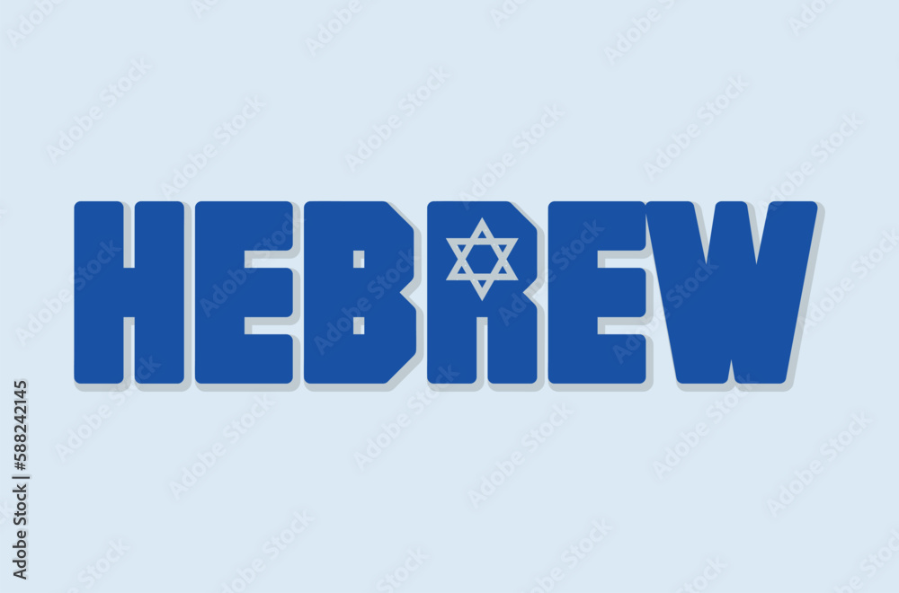 Vetor de "Hebrew" painted in the colors of the flag: White and blue ...
