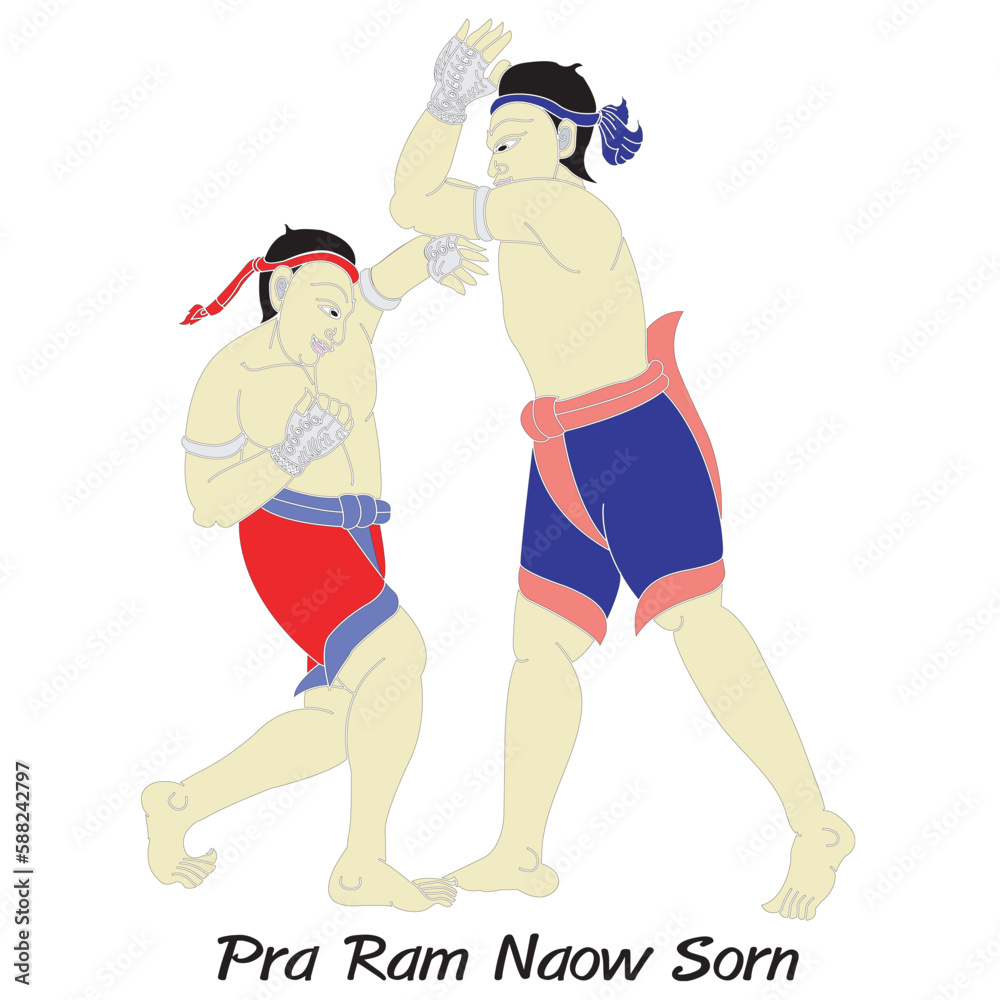 1 Pose of Mauy Thai. It's called .Pra Ram Naow Sorn". Stock Vector ...