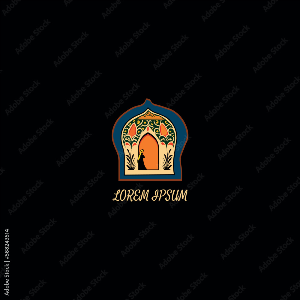 An Islamic-style logo with a mosque often incorporates calligraphy and ...