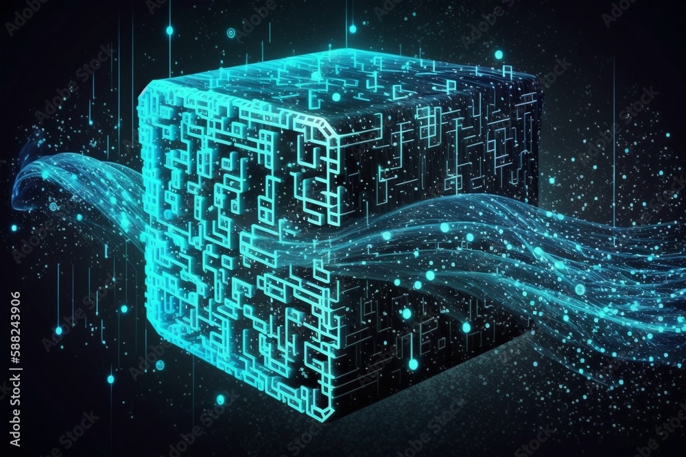 Block chain concept. Big data binary code. technology background with ...