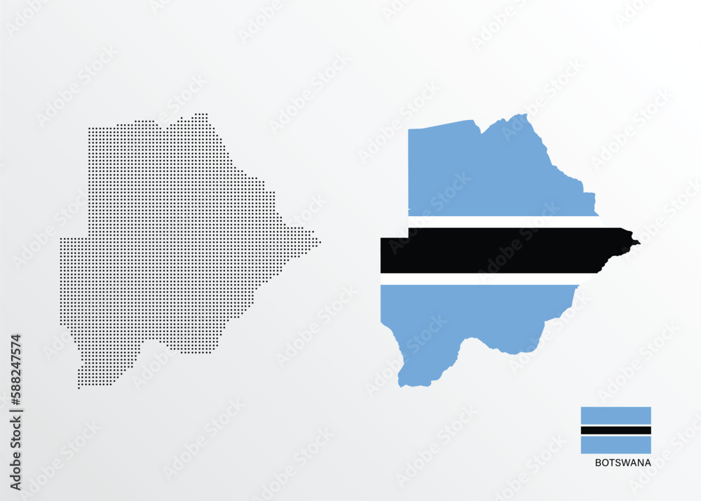 Vector illustration of Botswana map with flag Stock Vector | Adobe Stock