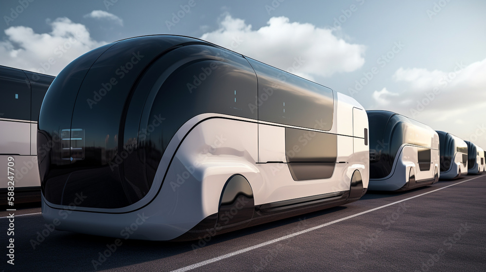 Autonomous self driving bus vehicle, for public transport. Advanced ...