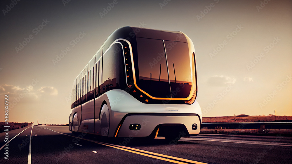 Autonomous self driving bus vehicle, for public transport. Advanced ...