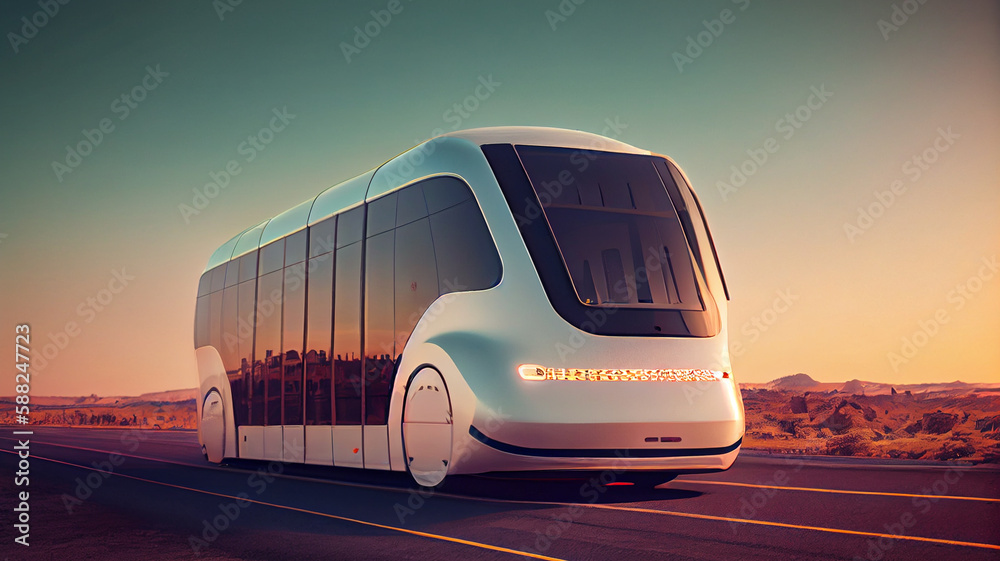 Autonomous self driving bus vehicle, for public transport. Advanced ...
