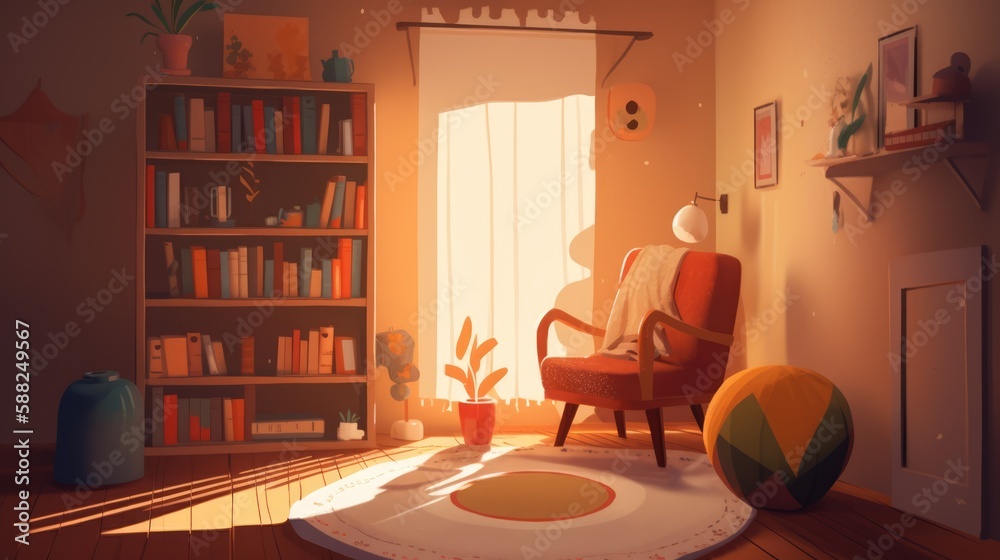 Cozy Reading Nook with Diverse Books: Engaging Education Background for ...