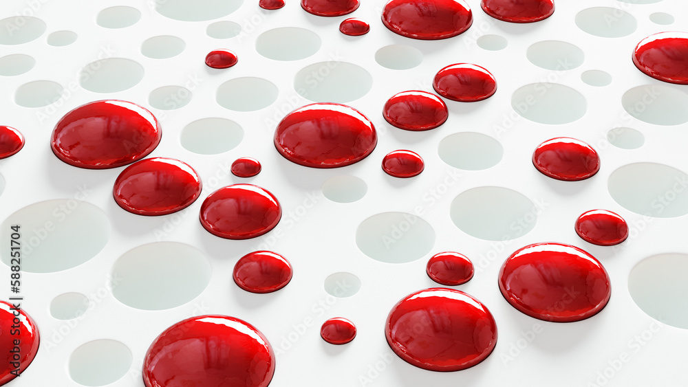 Abstract white background with empty cells and cells filled with red ...