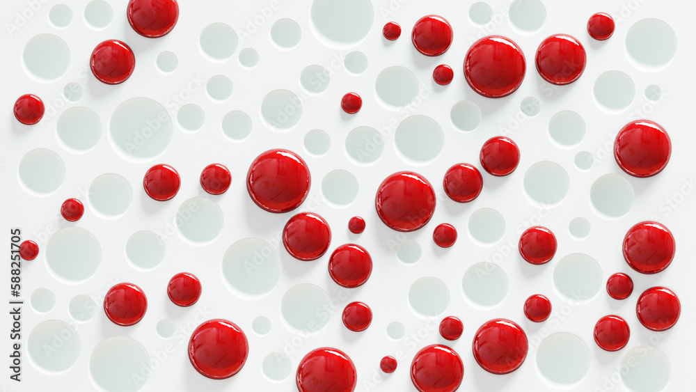 Abstract white background with empty cells and cells filled with red ...