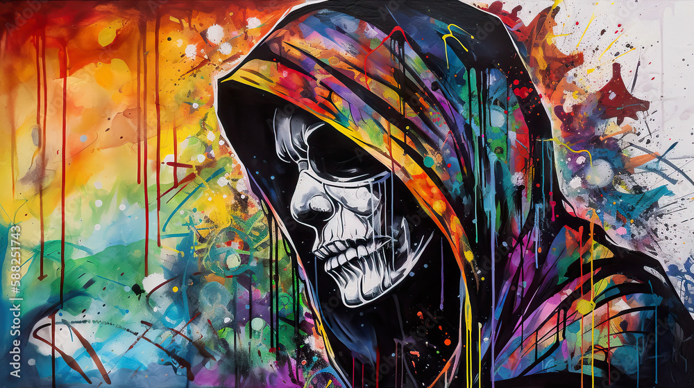 "Grim Reaper Graffiti" Generative AI Stock Illustration | Adobe Stock
