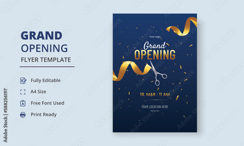 Grand Opening Flyer Template, Realistic grand Opening Invitation ...