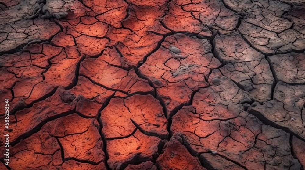 heat red cracked ground texture after eruption volcano Generative AI ...