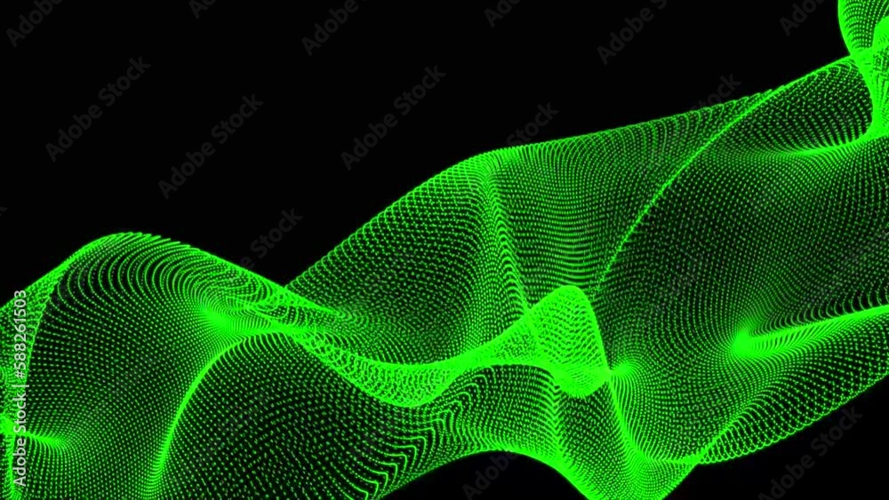 Green color dot net wave animated background design with diagonal dark ...