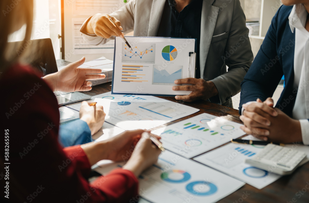 Business documents on office table with smart phone and calculator ...