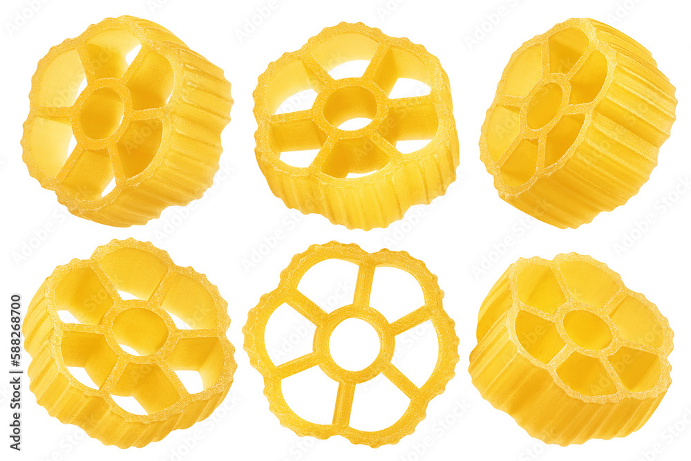 raw Rotelle, uncooked Italian Pasta, isolated on white background, full ...
