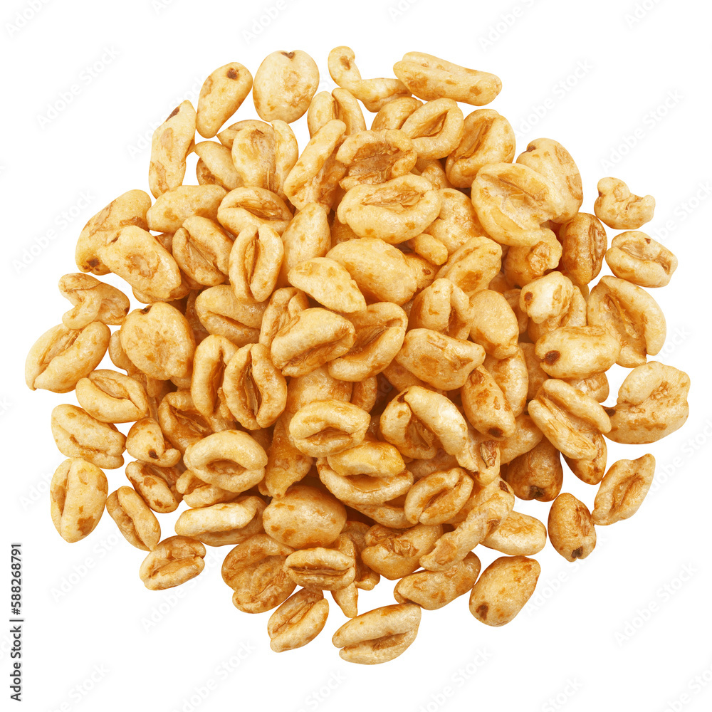 puffed Wheat cereal, isolated on white background, full depth of field ...