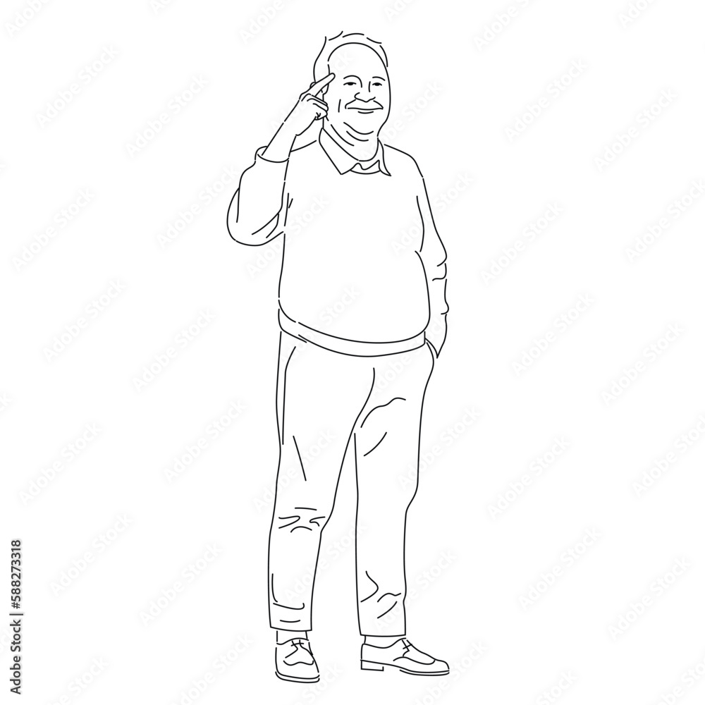 old man came up with something. vector illustration. The man had a good ...