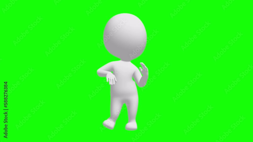 White 3d man dancing. Mascot having fun. Silly dance endless loop. 4K ...