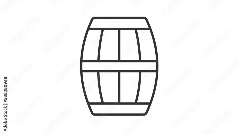 Animated cask linear icon. Aging alcohol drinks. Beverage manufacture ...
