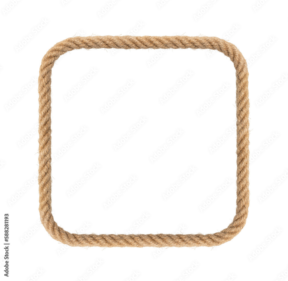 Rope frame in shape square -Endless rope loop isolated on white Stock ...