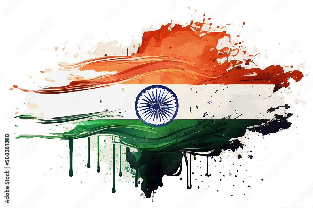 Watercolor india flag splash on transparent png background. Generative ...