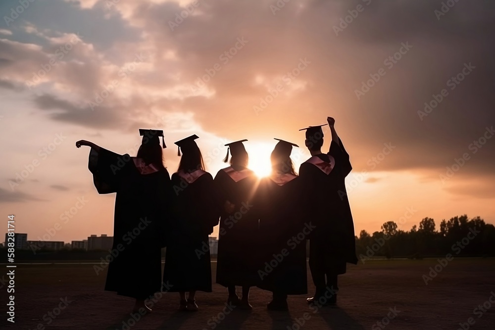 Education Success. Graduation Day with Gown, Hat and Certificate ...