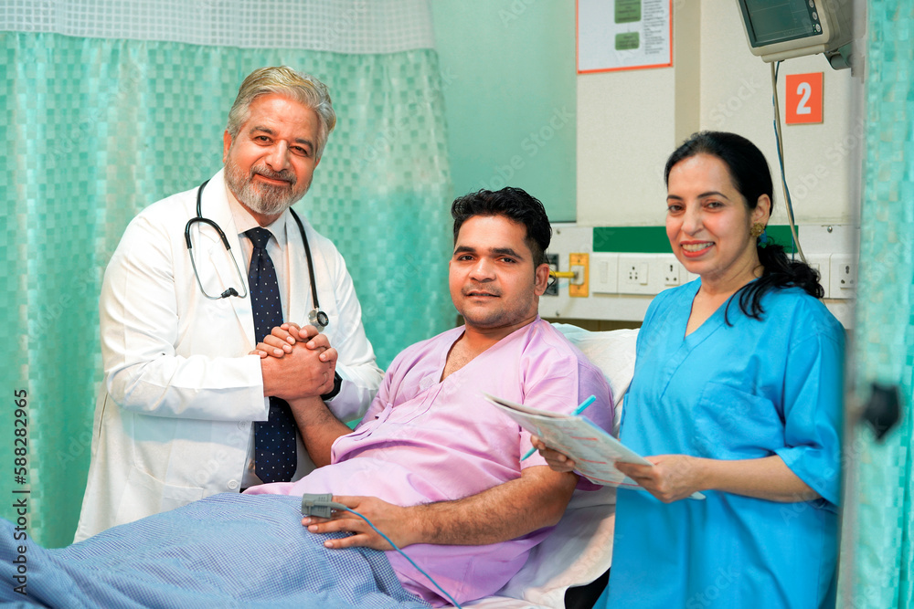 Doctor helping and support to patient while medical examination. trust ...