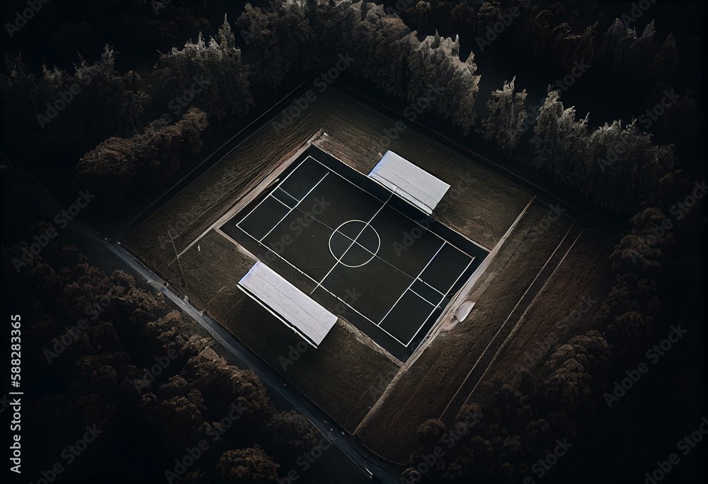 Fußballfeld von oben mit Linien auf Rasen. Generative AI Stock ...