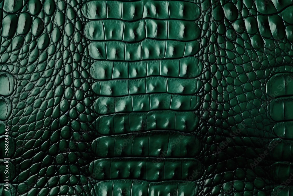 a green alligator skin texture with a lot of small drops of water on ...