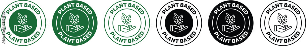 Plant based product icon. 100% plant-based food. a diet with natural ...