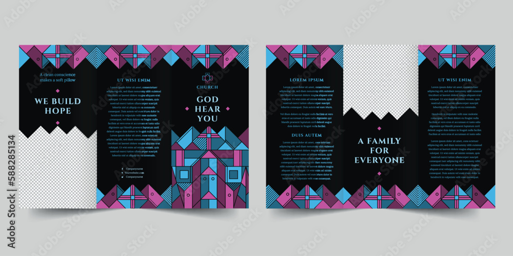 Church trifold brochure template. A clean, modern, and high-quality ...