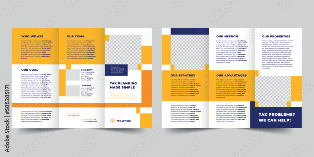 Tax Advisor trifold brochure template. A clean, modern, and high ...