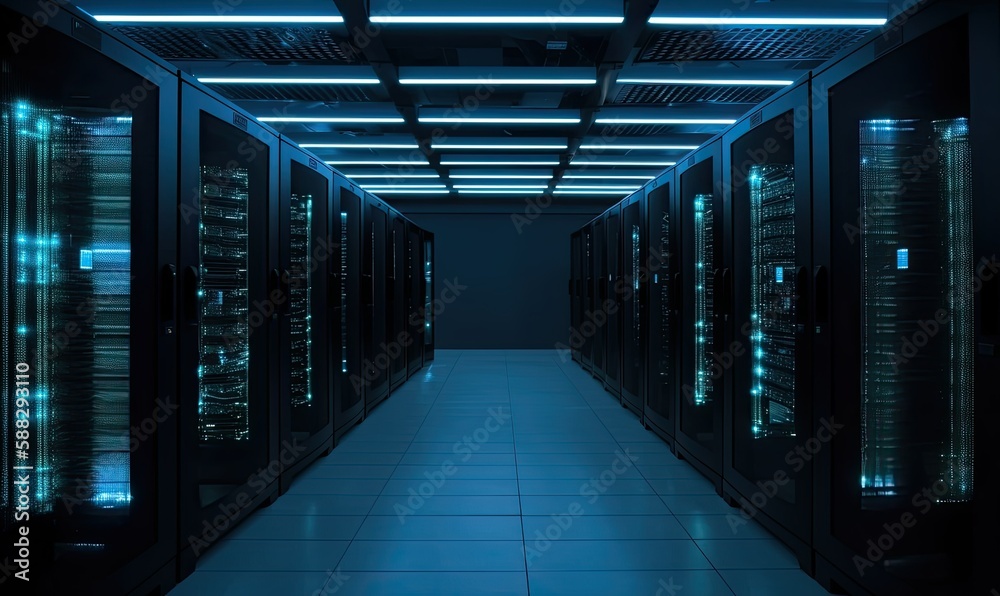 Server racks in computer network security server room data center Stock ...