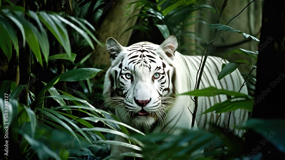 White tiger in the jungle, 4k, wallpaper - majestic tiger, generative ...