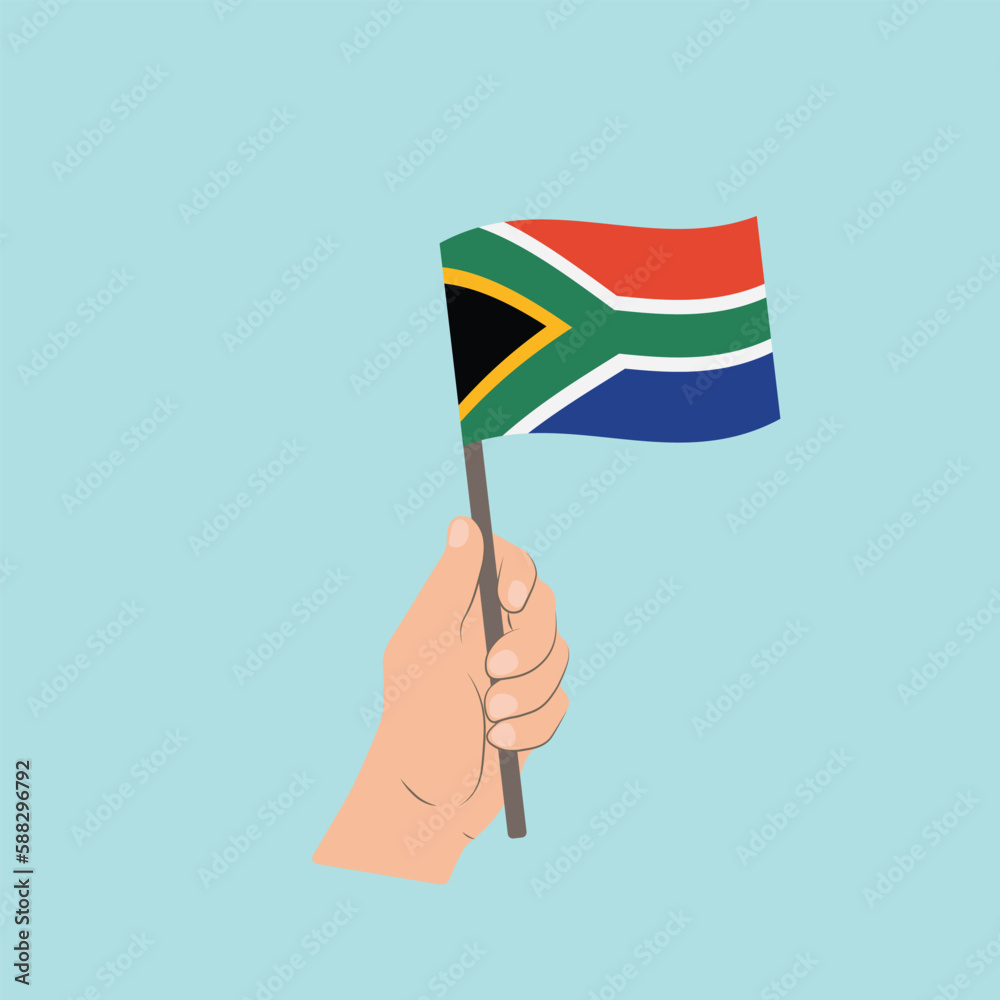 Flag of South Africa, Hand Holding flag Stock Vector | Adobe Stock