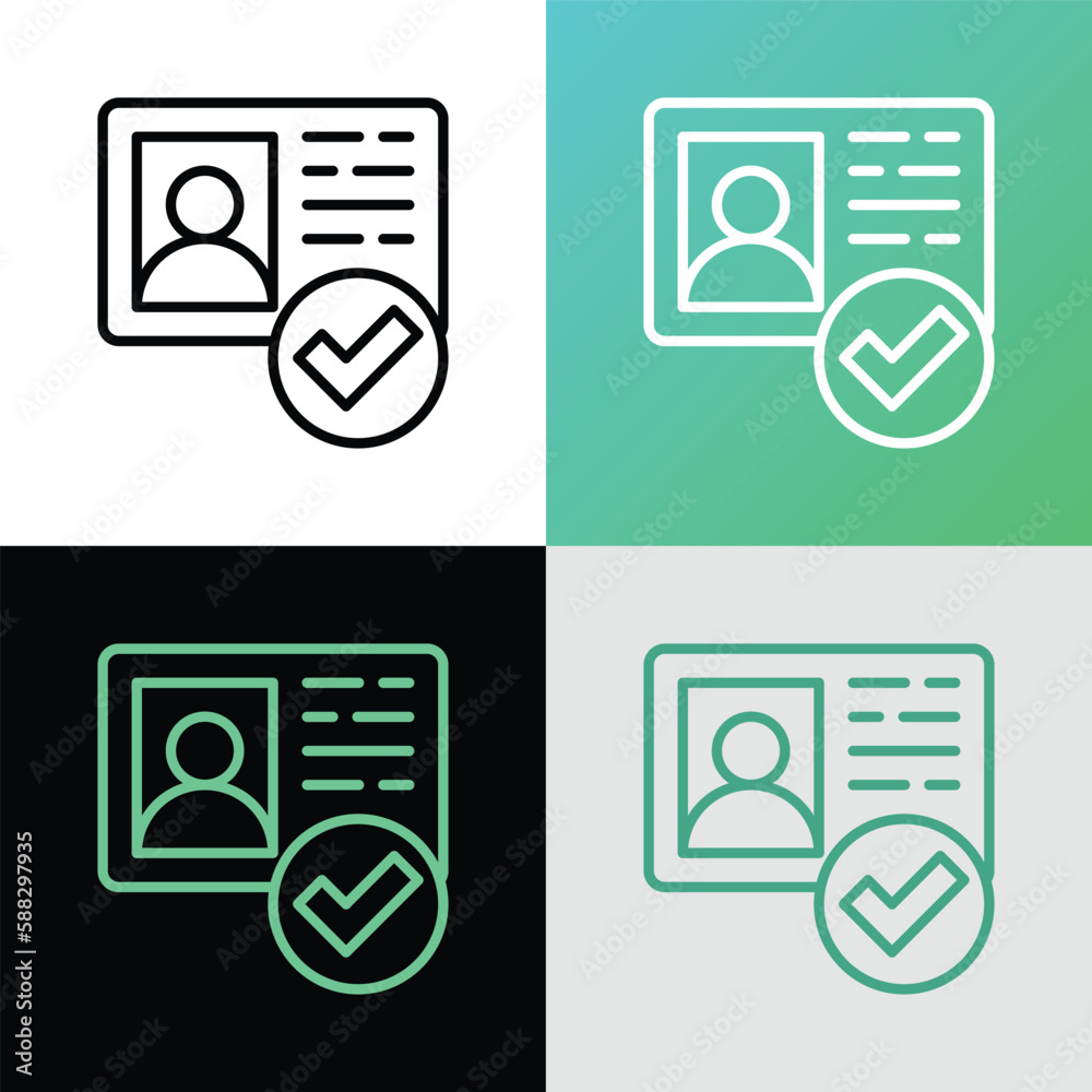 Id approved thin line icon. Id card with check mark. Authentication ...