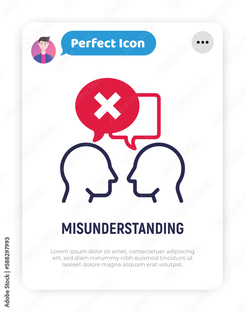 Misunderstanding in conversation between two persons. People are ...