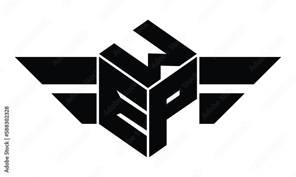 WEP three letter gaming logo in polygon cube shape logo design vector ...