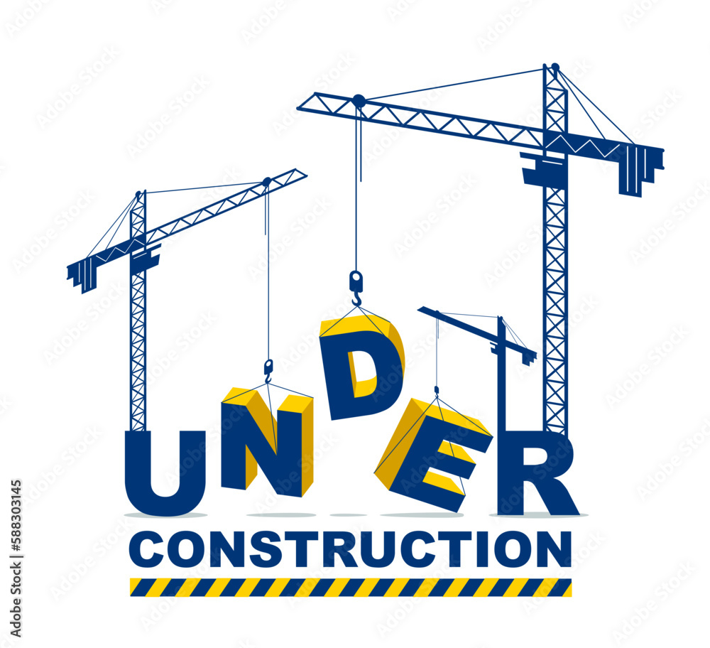 Construction cranes builds Under word vector concept design, conceptual ...