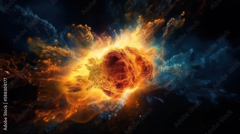 The birth of a star in space, the birth and expansion of space, gas ...