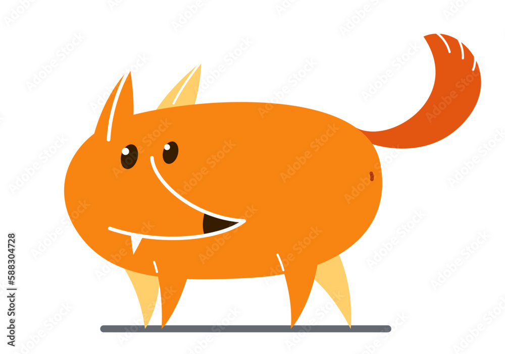 Funny cartoon fox flat vector illustration isolated on white, wildlife ...