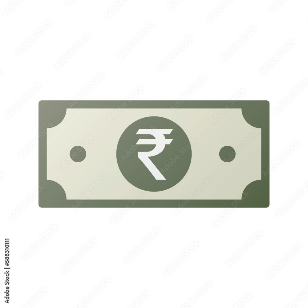 Rupee Banknote. Flat style vector money design. Indian rupee paper note ...