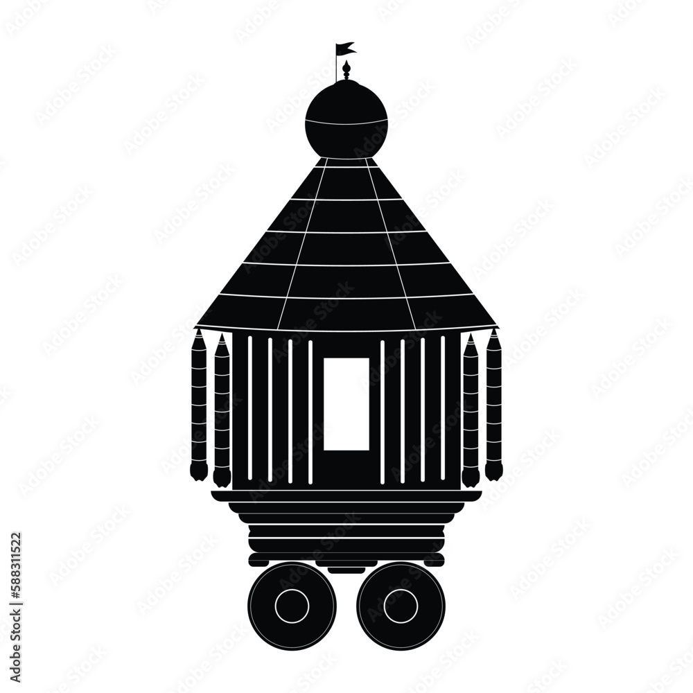 South Indian temple chariot silhouette vector design. Stock Vector ...